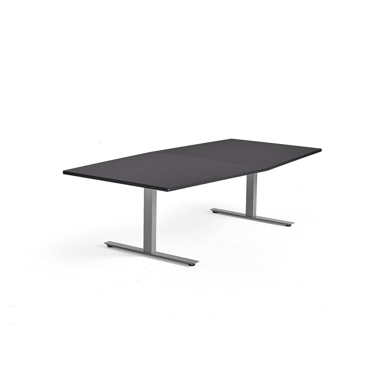 Conference table MODULUS, 2400x1200 mm, T-frame, silver frame, black ...