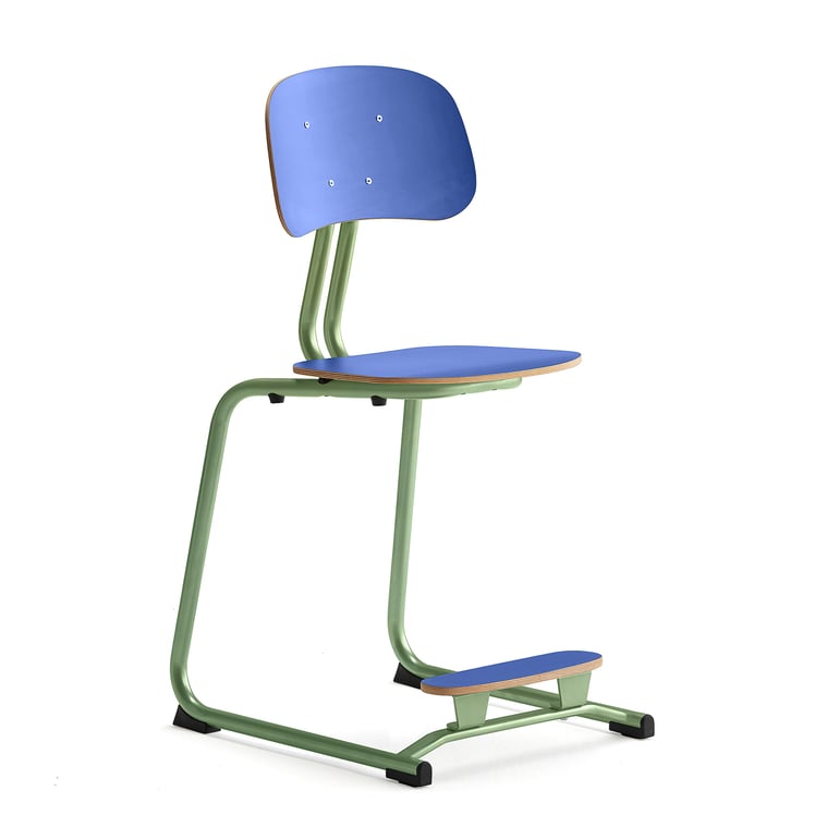Classroom chair YNGVE, skid base, green, midnight blue, H 500 mm | AJ ...