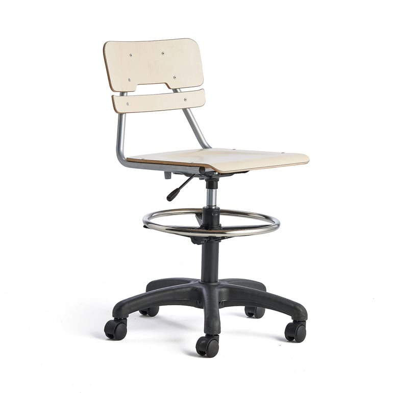 Chair LEGERE height adjustable, large seat, with wheels, H 530-720 mm ...