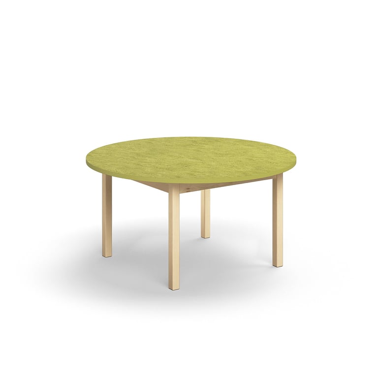 Table DECIBEL X, Ø1200x600 mm, lime linoleum, birch | AJ Products UK