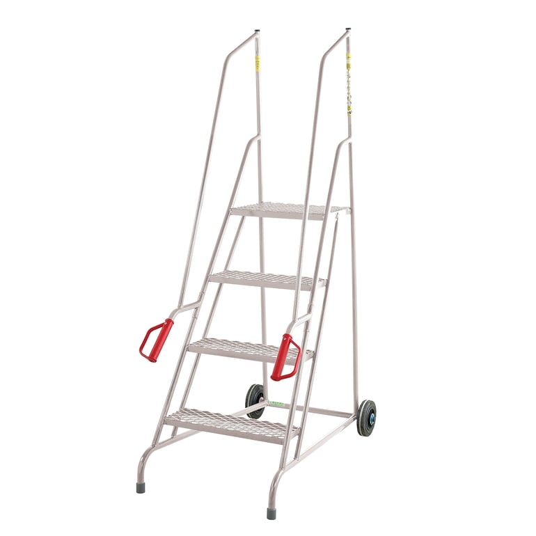 Dock mobile steps, 4 steel treads, H 1000 mm, galvanised | AJ Products UK
