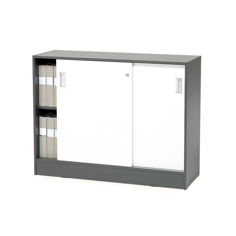 Cabinet with sliding doors FLEXUS, 925x1200x415 mm, grey, white | AJ ...