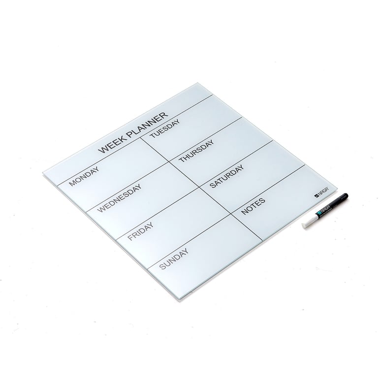 Stiklinė rašymo lenta PEGGY, savaitės planas, 450x450mm, balta | AJ ...