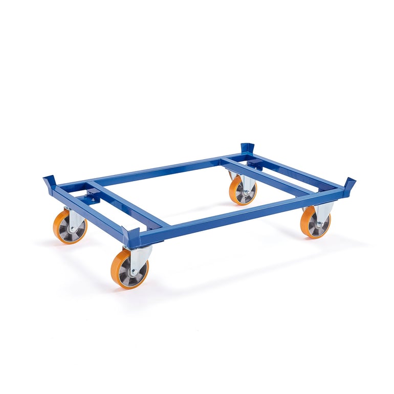 Low secure pallet trolley FRAME, 500 kg load, Ø 160 mm PU wheels ...