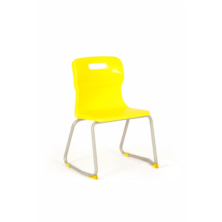 Skid frame plastic chair H 350 mm yellow