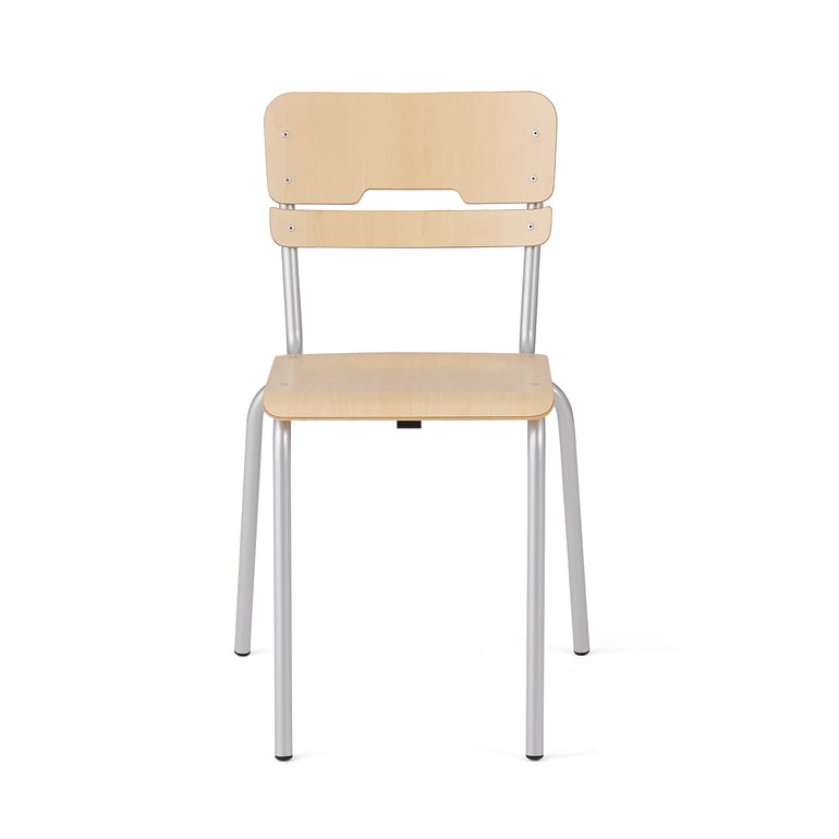 Classroom chair SCIENTIA, H 460 mm, silver/birch | AJ Products IE