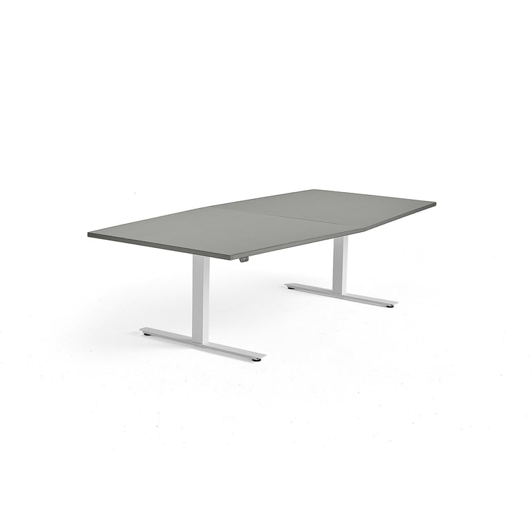 Standing conference table MODULUS, 2400x1200 mm, white frame, light ...