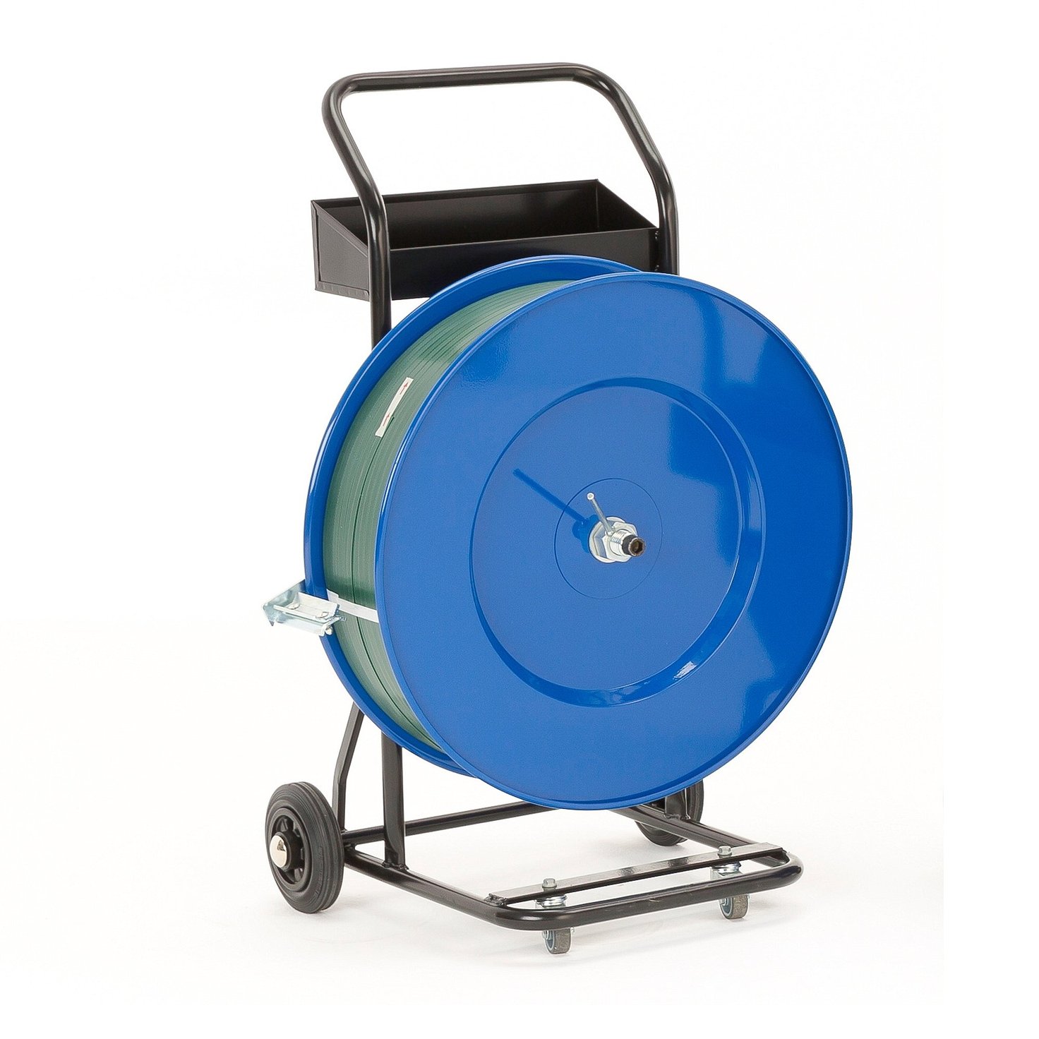 Mobile reel stand for PET and steel strapping, 4 wheels | AJ Products