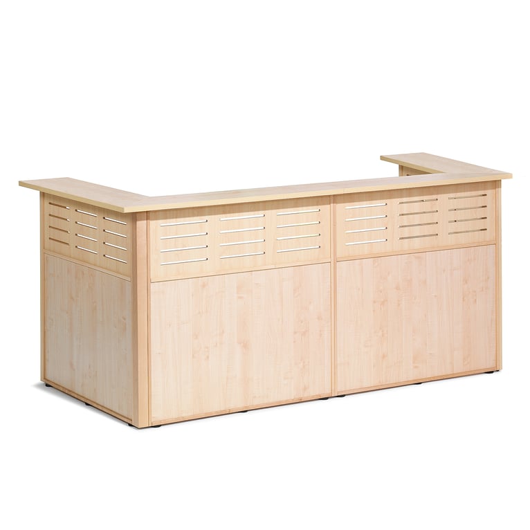 U shape reception counter TREAT, 4 sections, 2550x1290x1200 mm, birch ...
