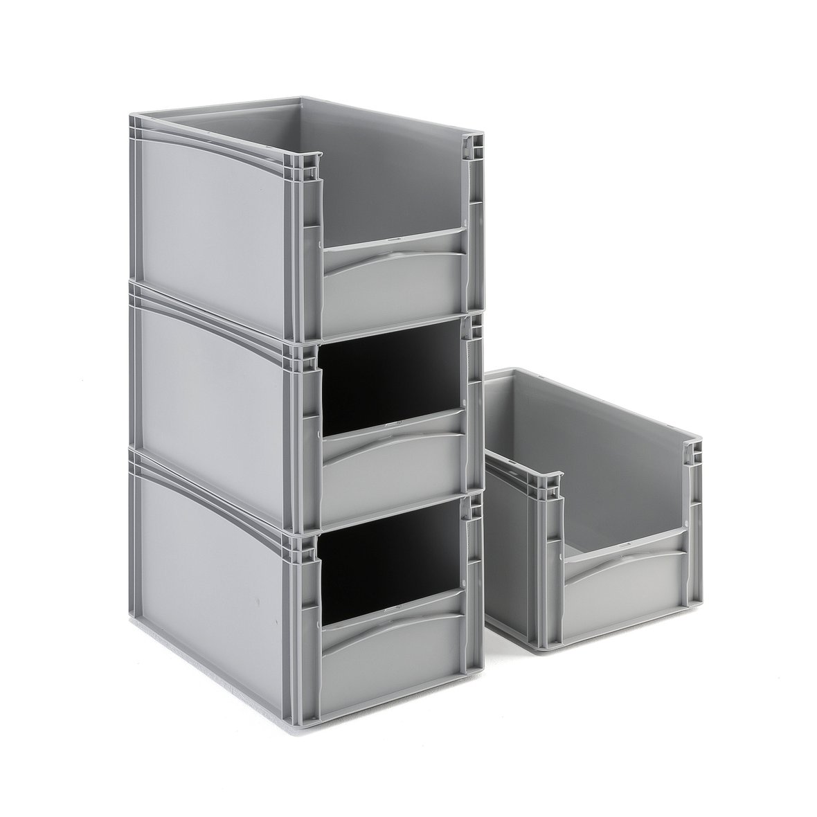 Plastic picking box FRASER, grey, 600x400x320 mm | AJ Products