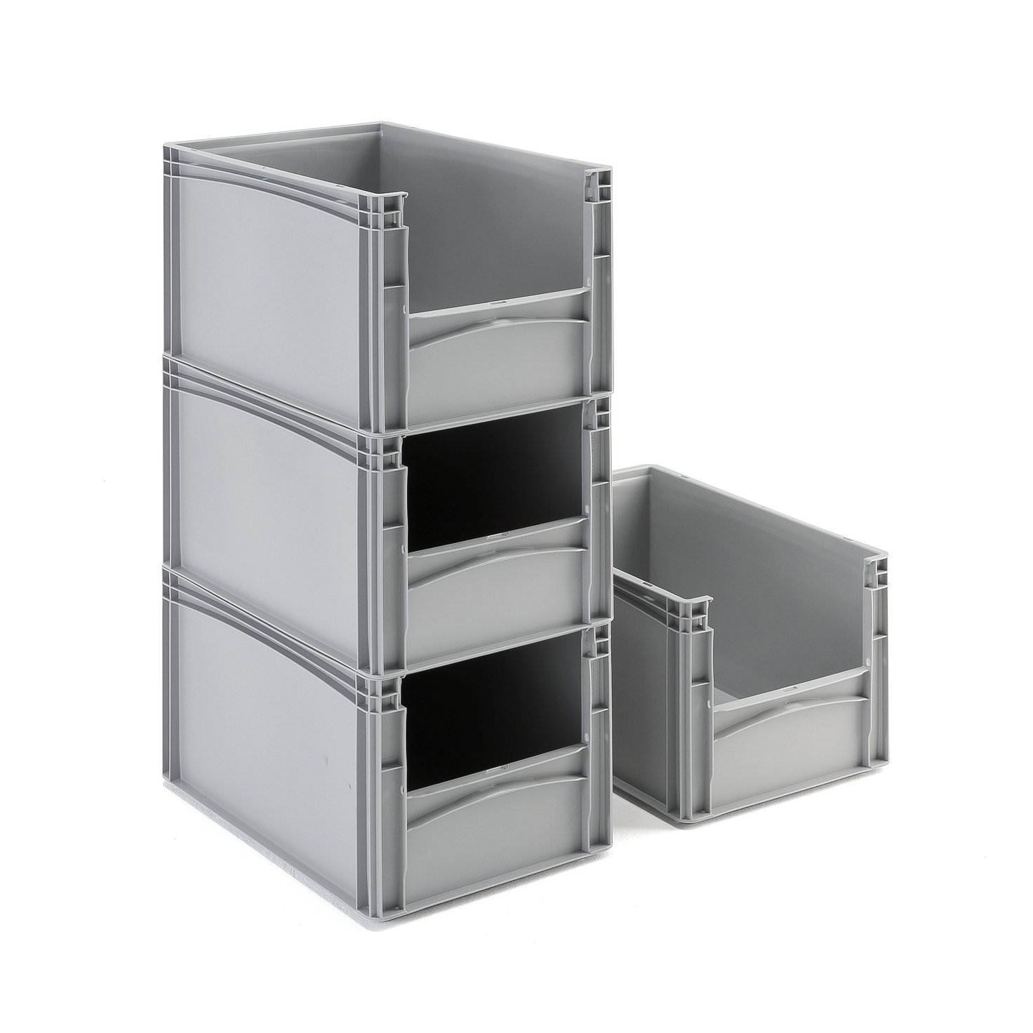 Plastic picking box FRASER, grey, 600x400x320 mm | AJ Products