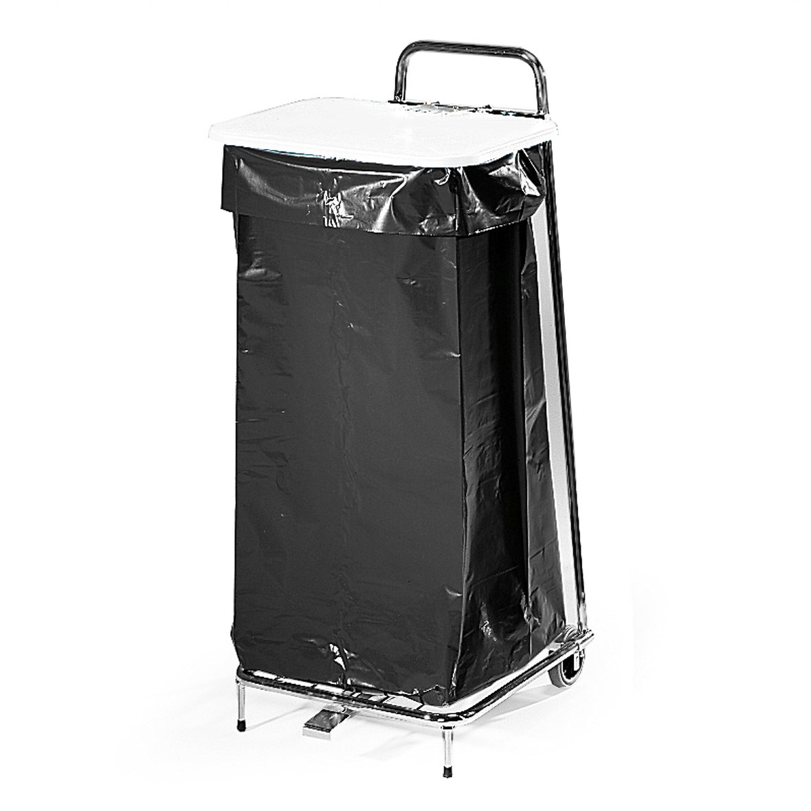 Jätesäkkiteline, 125 litraa, valkoinen kansi | AJ Tuotteet