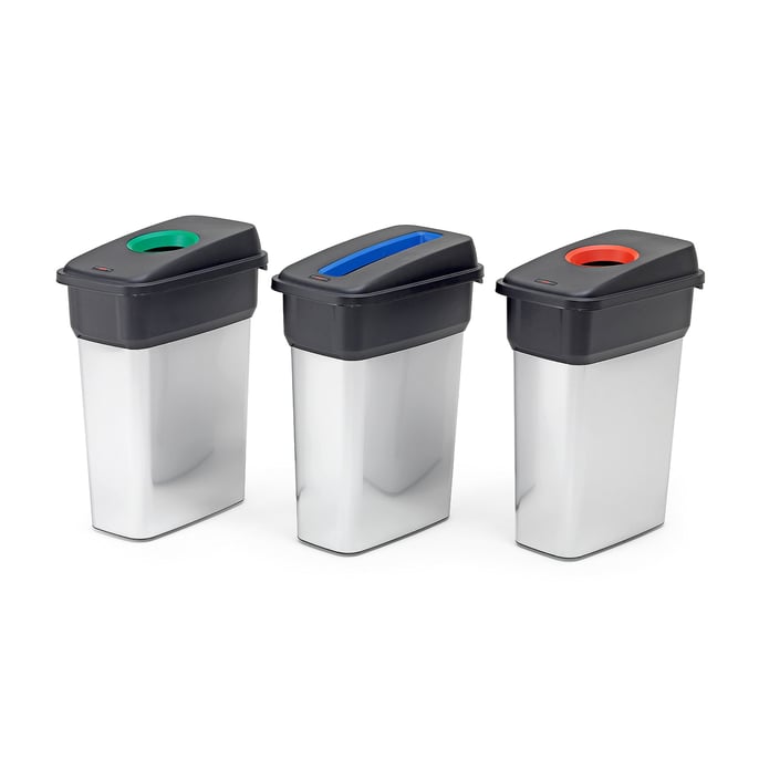 Recycling waste sorting bin set EASTON, 3 x 55 L bins | AJ Products