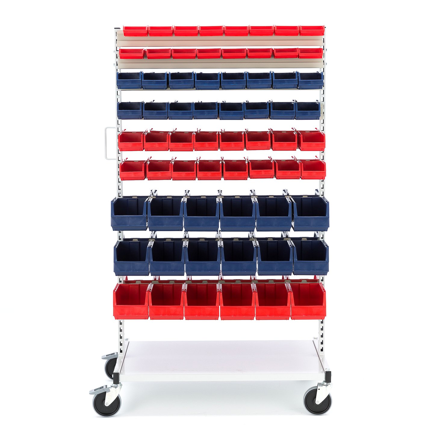 Complete storage bin trolley, 132 bins | AJ Products