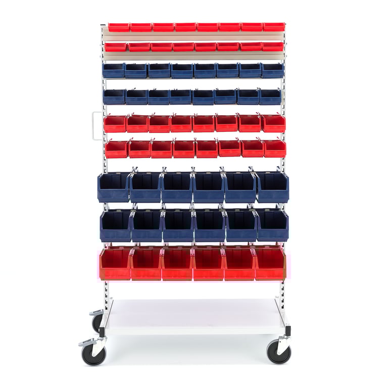 Complete storage bin trolley, 132 bins | AJ Products