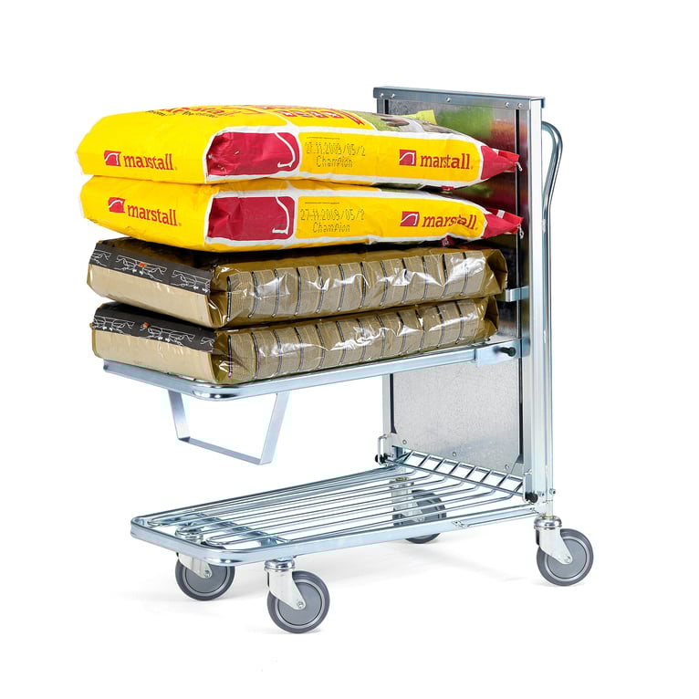 Trolley with spring loaded shelf, 300 kg load, 960x525x1030 mm | AJ ...