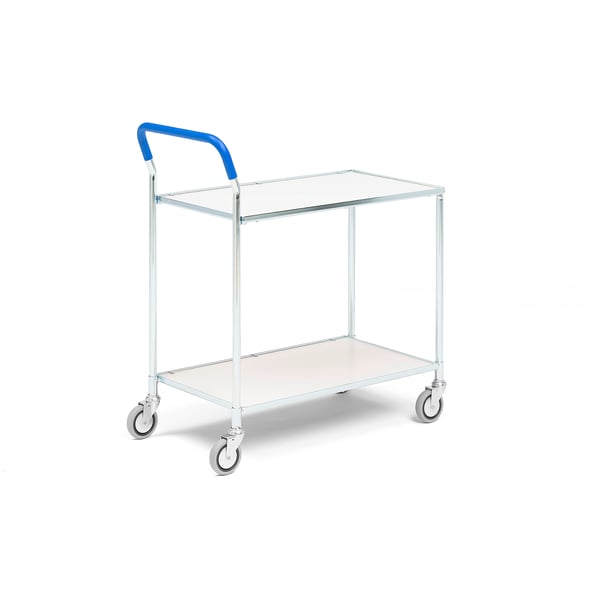 Regalwagen PUSH, TK 100 kg, 760 x 430 x 960 mm, weiß | AJ Produkte