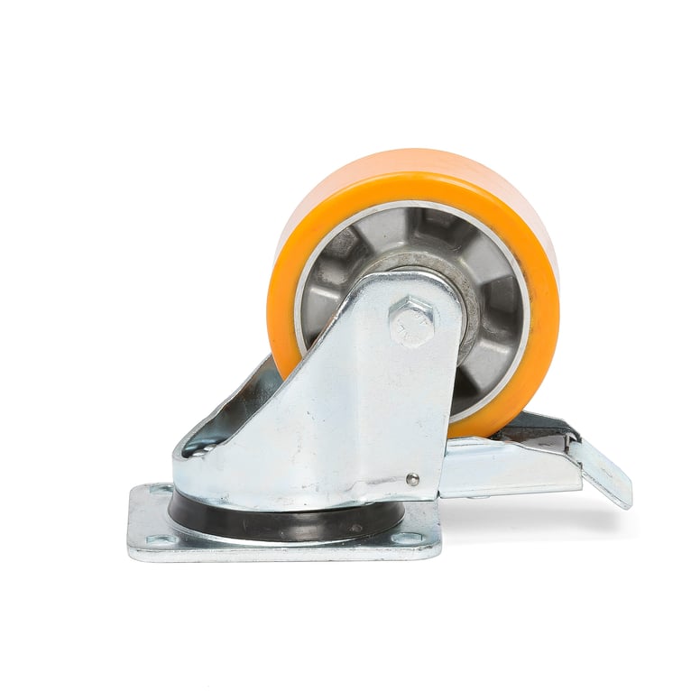Pöörlev ratas + pidur, Ø 125 x 50 mm, 450 kg, polüuretaan | AJ Tooted