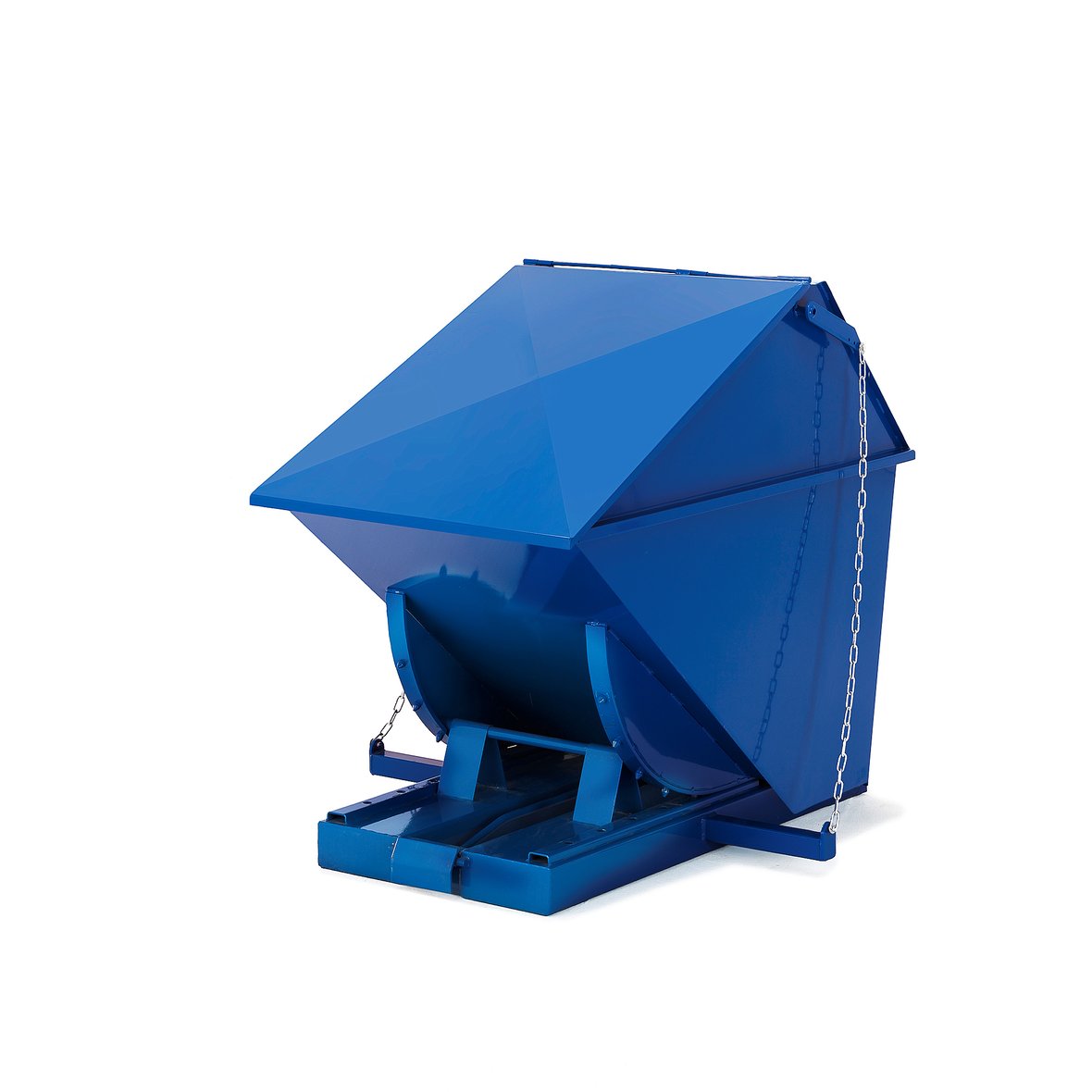 Auto self tipping skip PILE, with lid, 150 L, blue | AJ Products