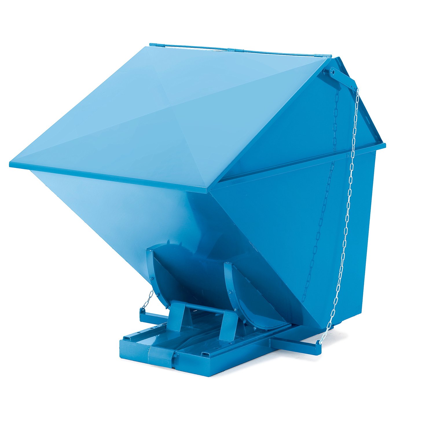 Auto self tipping skip PILE, with lid, 1600 L, blue | AJ Products