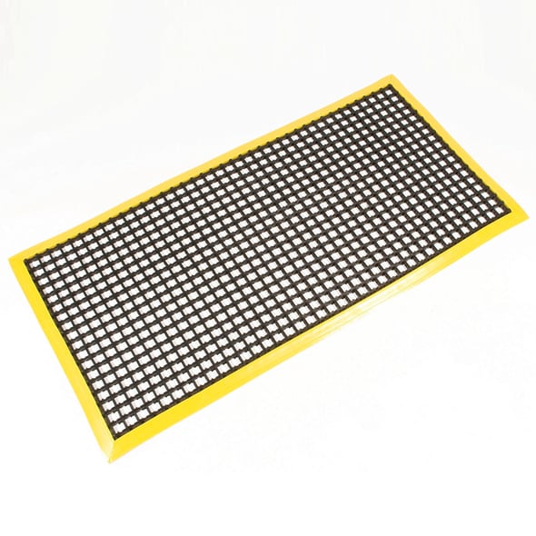 Workstation mat, 600x1200 mm, black-yellow | AJ Products