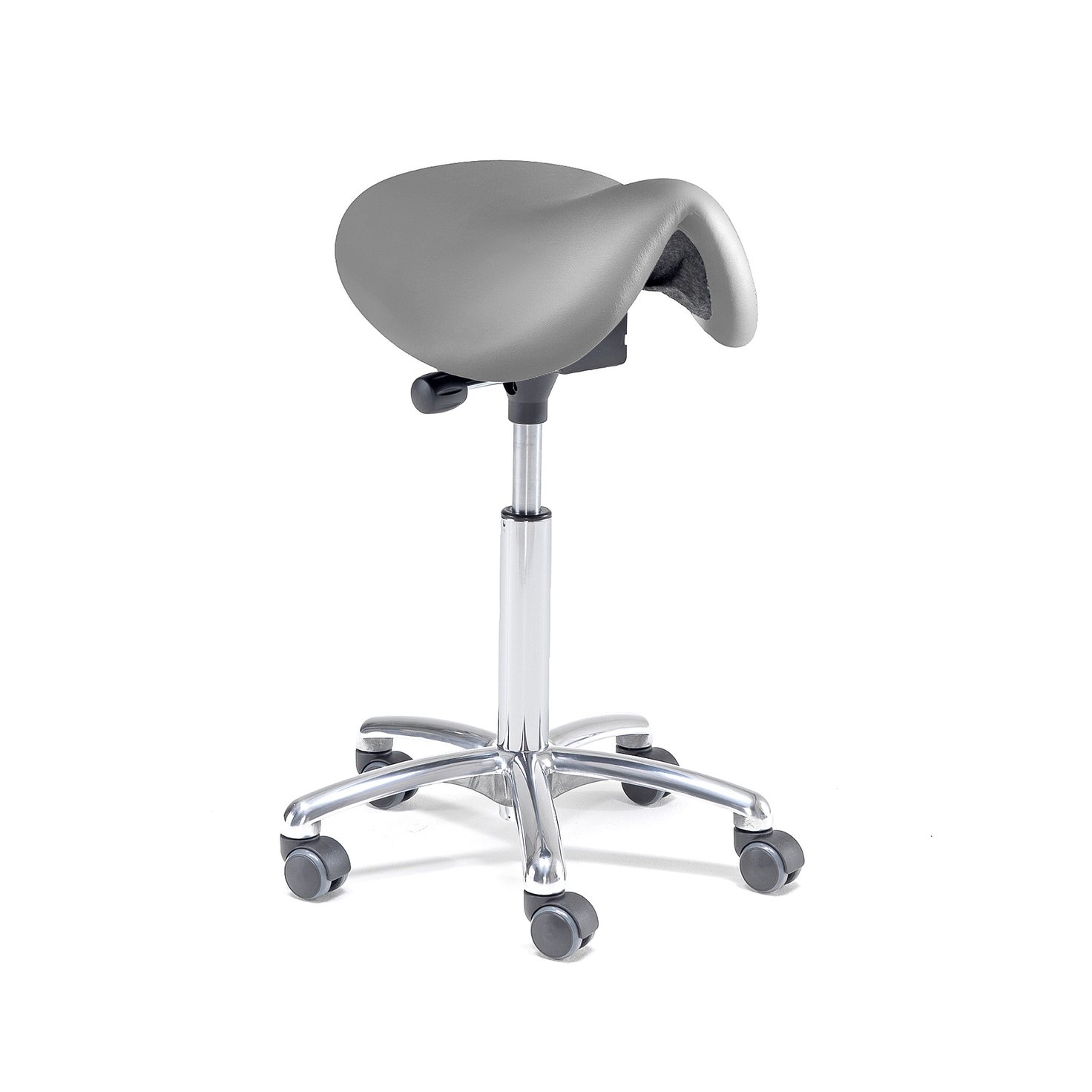 Sadelstol DERBY, konsläder, grå | AJ Produkter