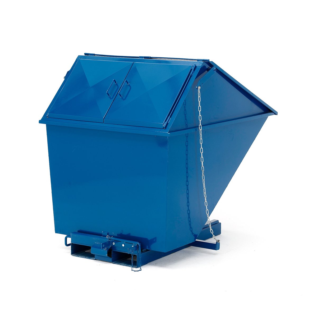 Auto self tipping skip PILE, with lid, 1100 L, blue | AJ Products
