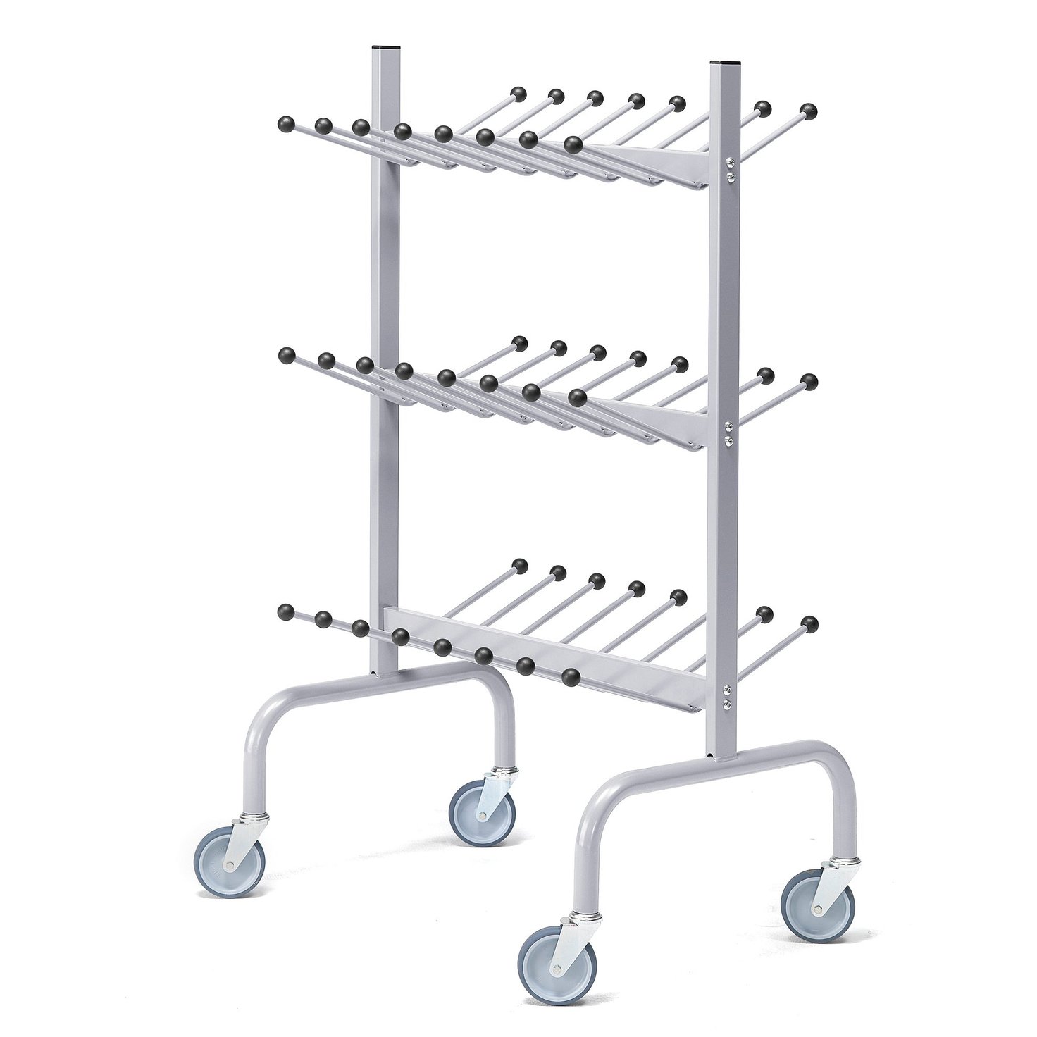 Mobile shoe rack, 48 hangers, silver | AJ Products