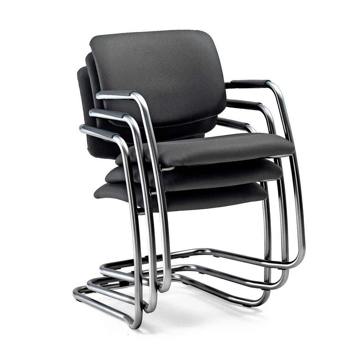 Stackable conference chair SIMCOE, black, chrome | AJ Products