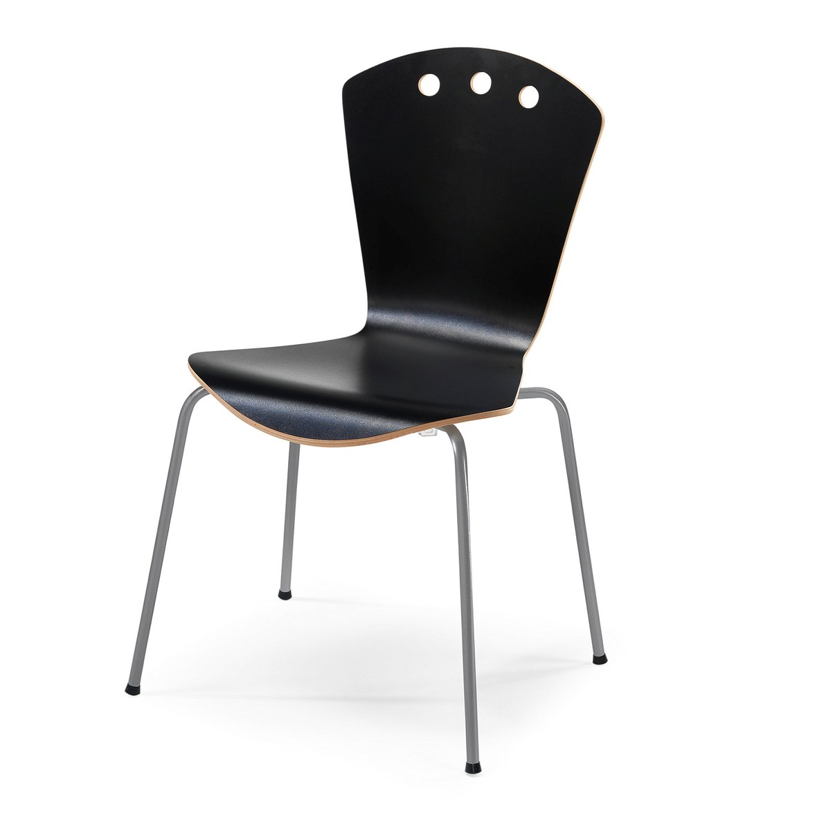 Canteen chair ORLANDO, black, alu grey | AJ Products