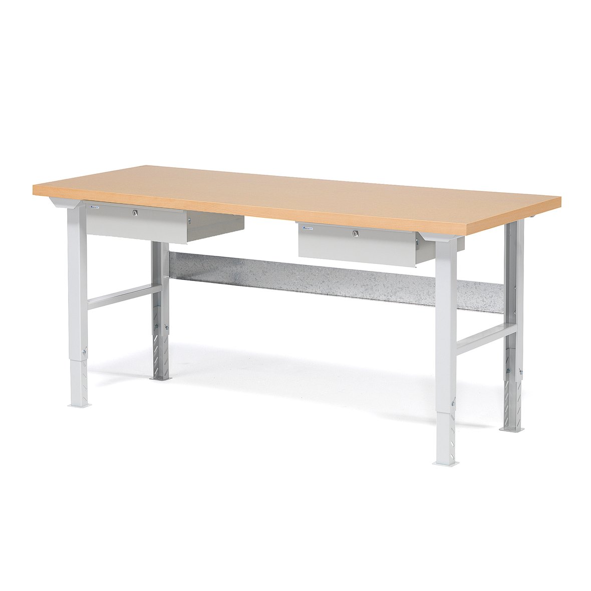 Package: height adjustable workbench ROBUST with 2 drawers, 2000x800 mm ...