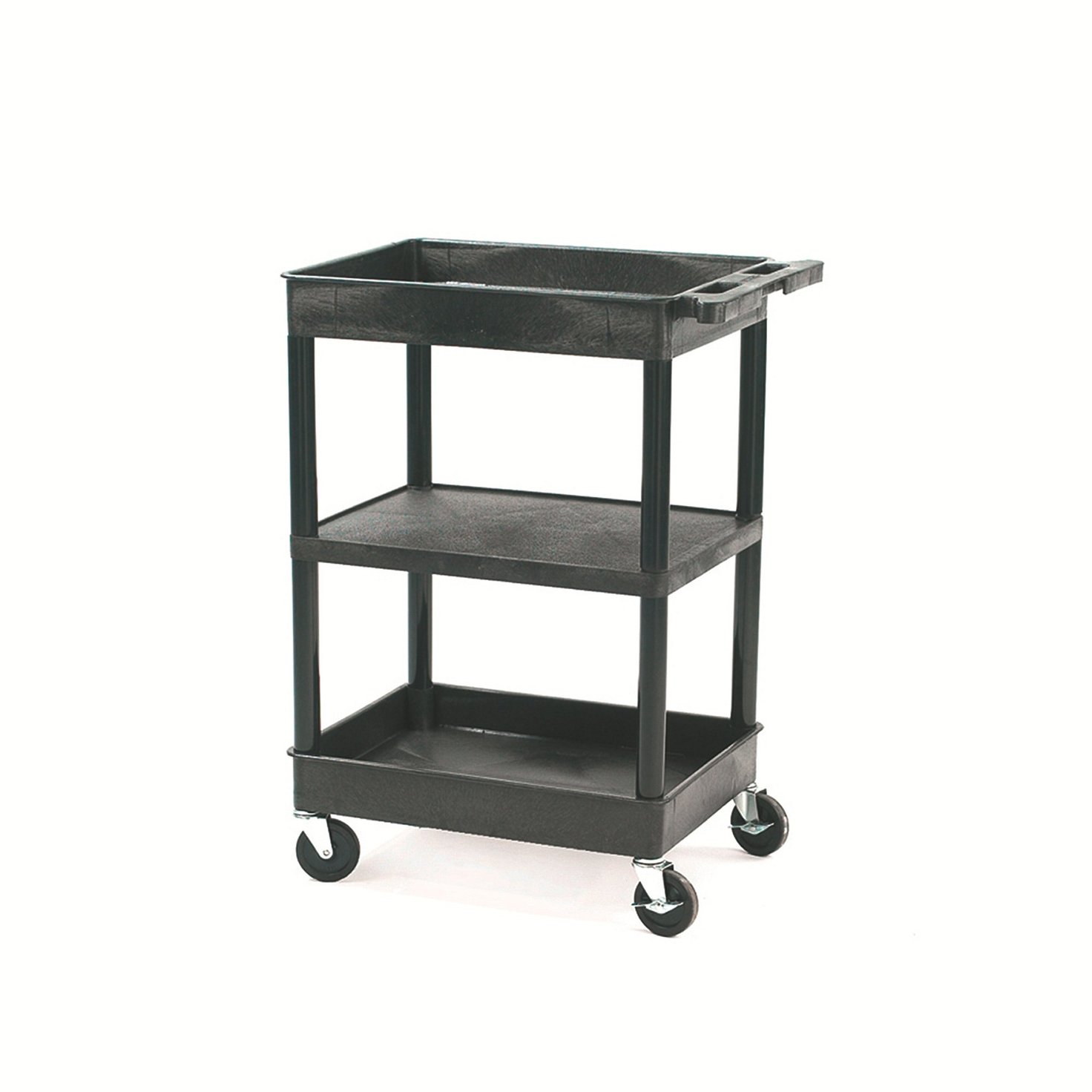 Service trolley, 1 shelf (middle) + 2 trays, 150 kg load, 610x460x970 ...