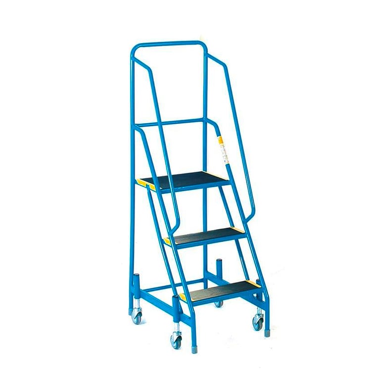 Mobile safety steps, 3 treads, full handrail, H 750 mm | AJ Products