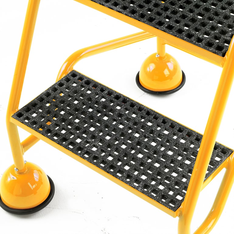 GRP mobile steps, 2 treads, full handrail, H 508 mm, yellow | AJ Products