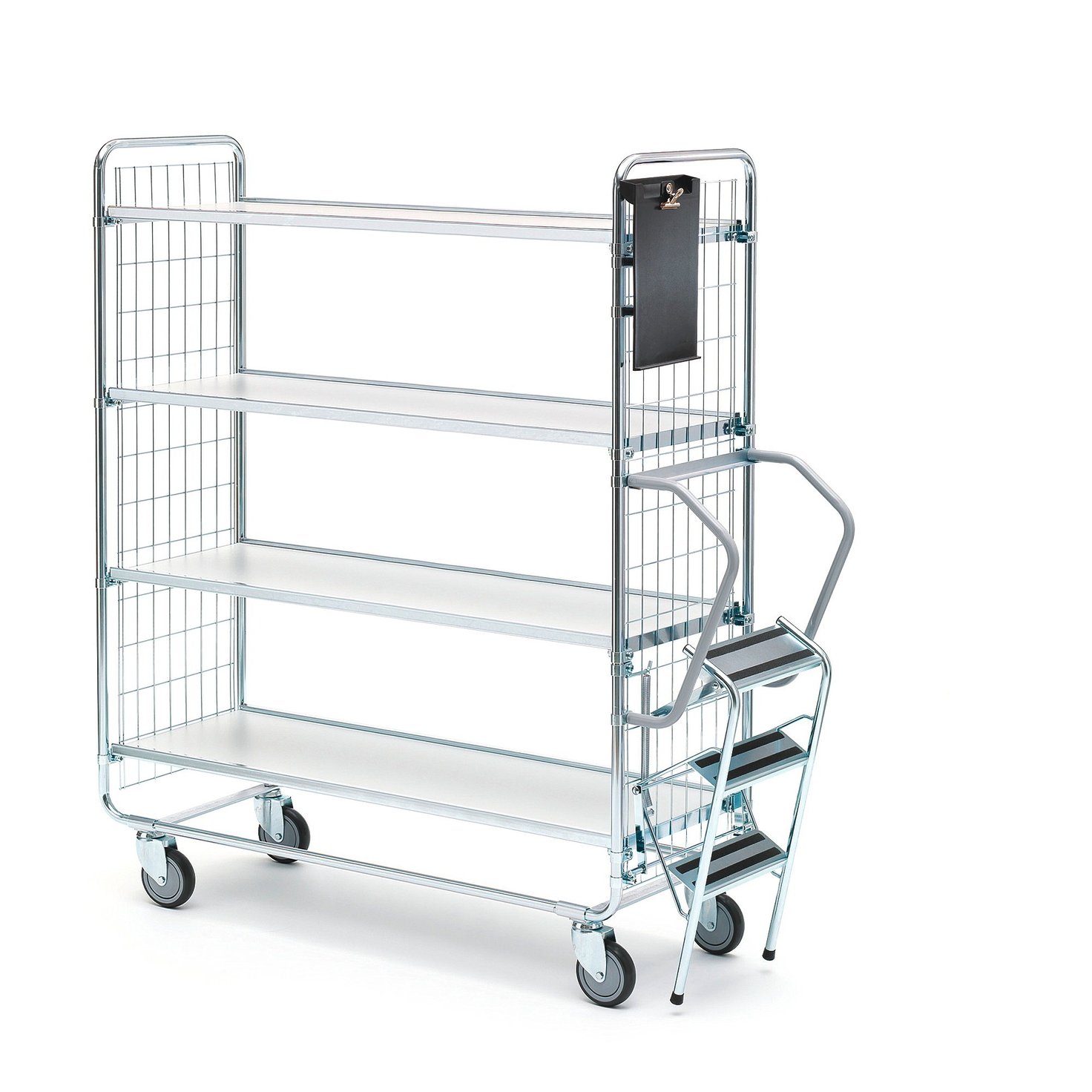 Picking trolley COMMUTE, 200 kg load, 4 shelves, 1270x460x1585 mm | AJ ...