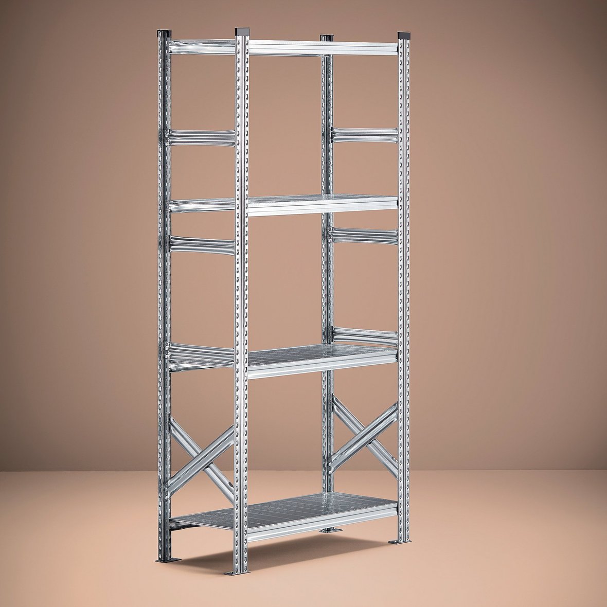 Galvanised shelving TRANSFORM, basic unit, 4 shelves, 1972x900x400 mm ...