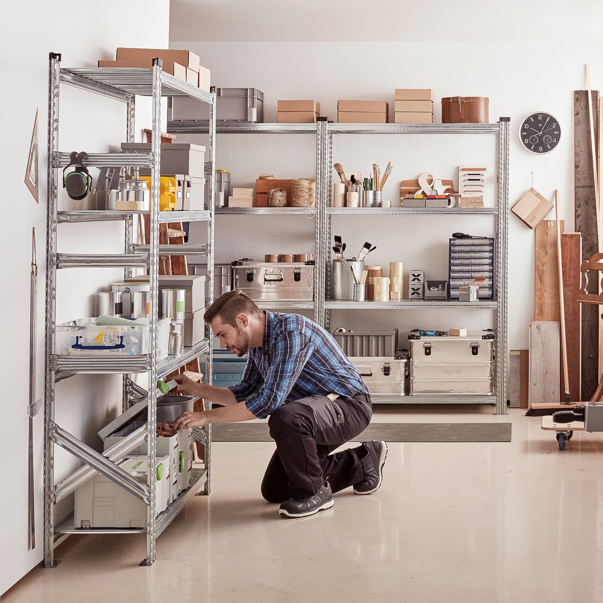 Galvanised shelving TRANSFORM, basic unit, 4 shelves, 1972x900x400 mm ...