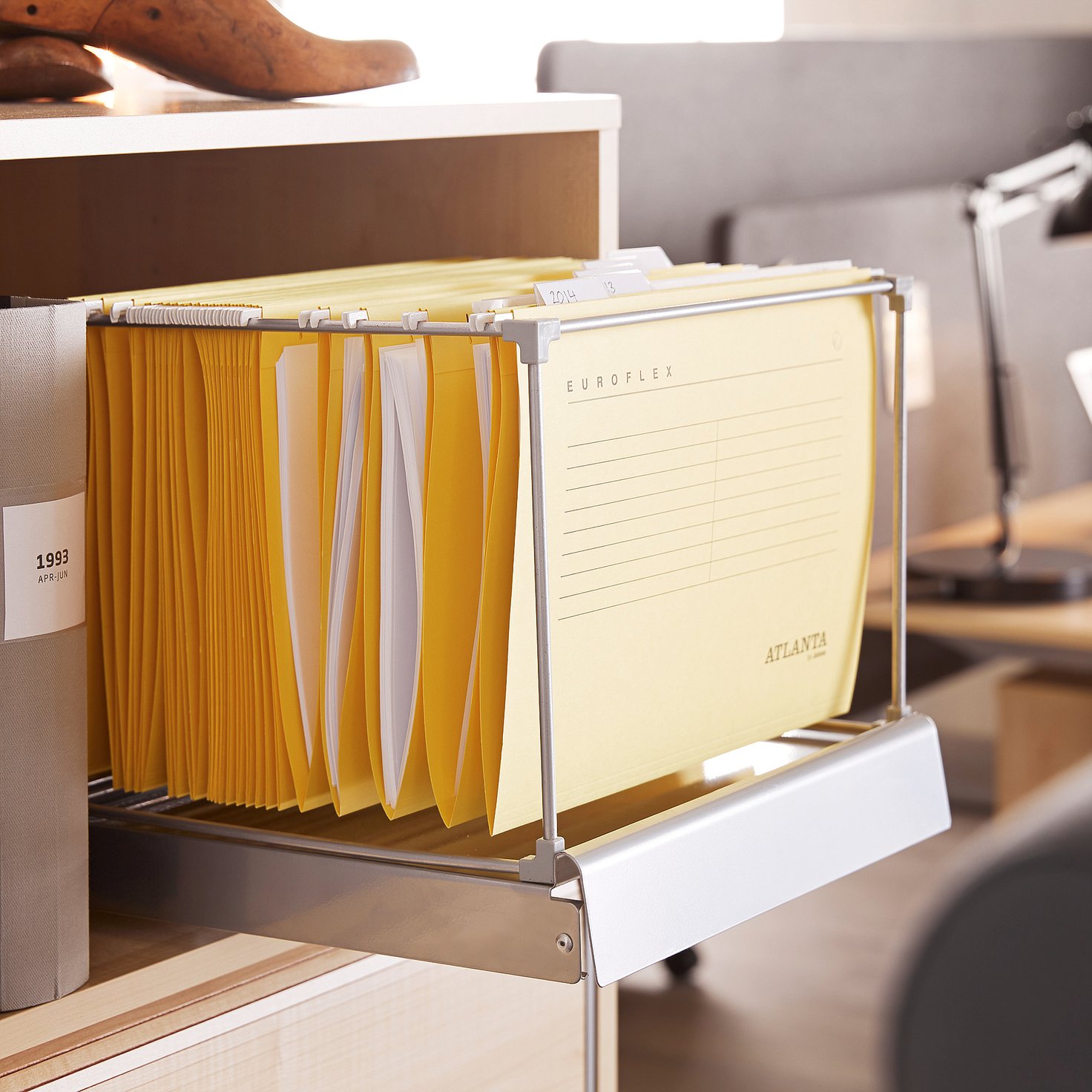 Hängeregistratur auf Schienen, A4, alugrau | AJ Produkte