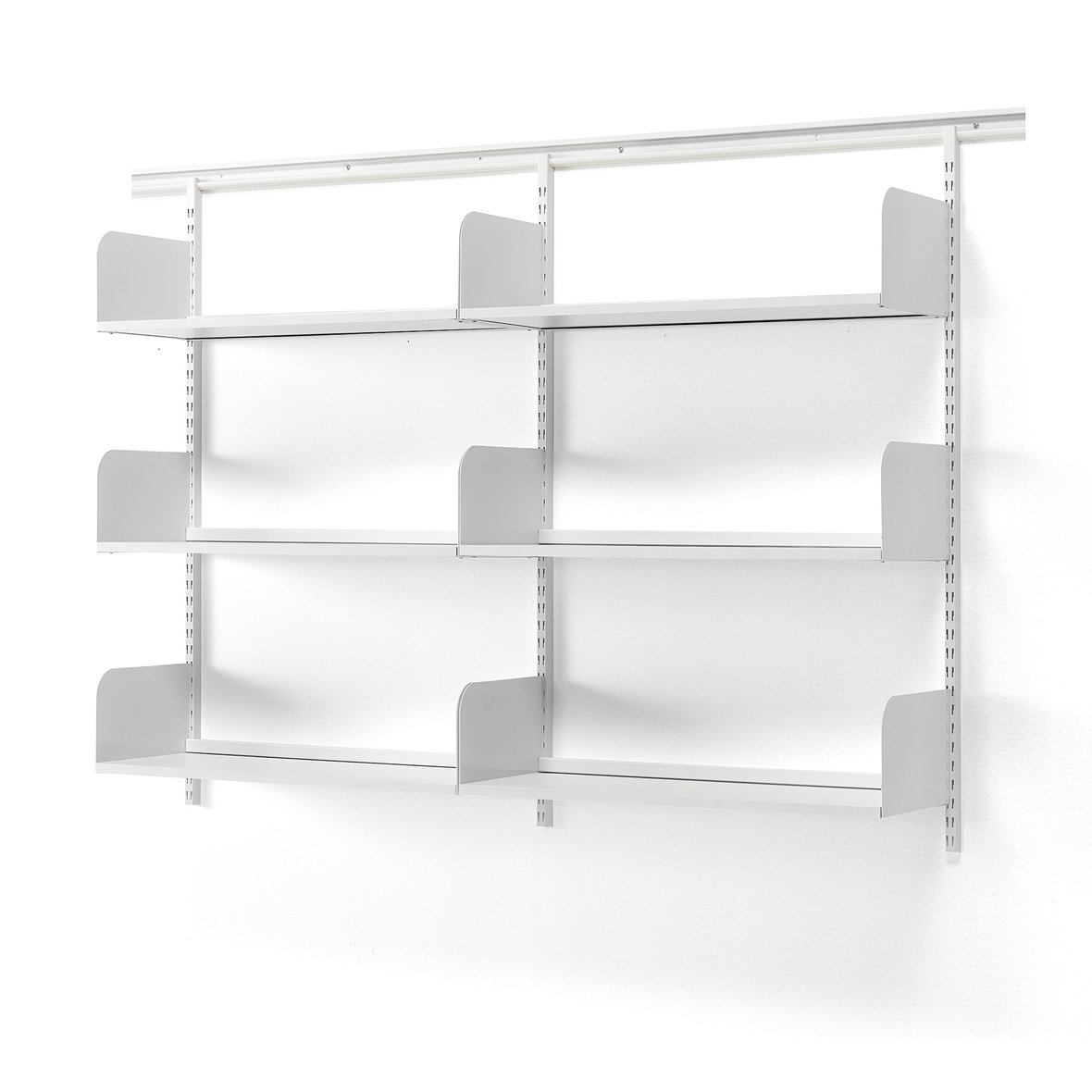 Wall mounted wide shelving unit, 1600x300x1230 mm, white, white | AJ ...