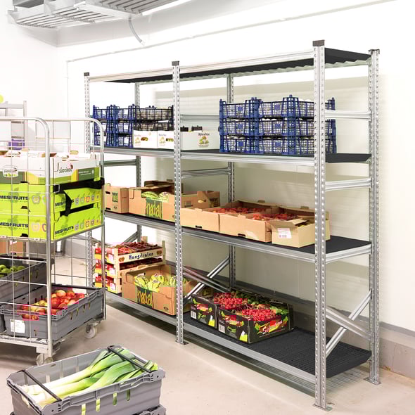 Galvanised food shelving TRANSFORM, basic unit, 1972x1200x500 mm ...