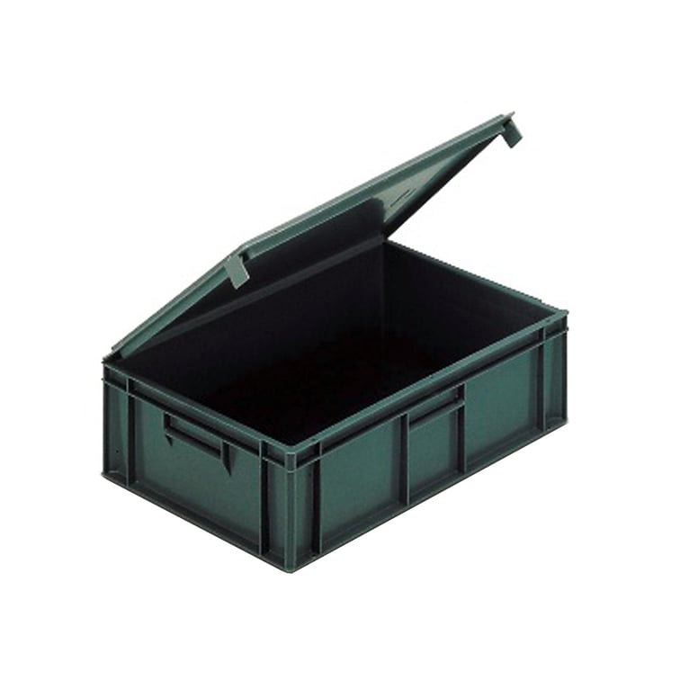 Euro box with integral lid, 600x400x186 mm, 33 L, grey | AJ Products