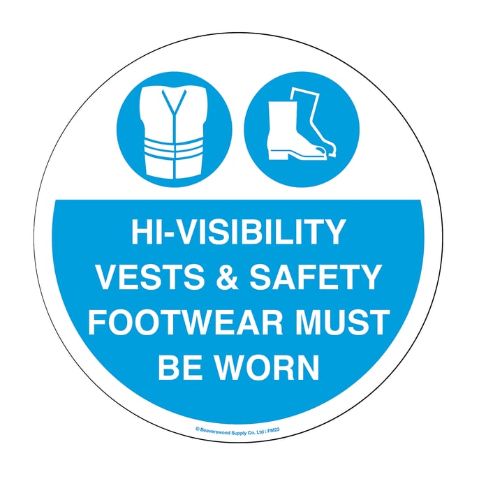 Graphic floor sign, Hi-vis…must be worn | AJ Products