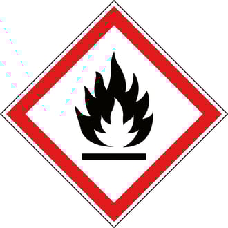 GHS symbol, Flammable, adhesive, 100x100 mm, 4-pack | AJ Products