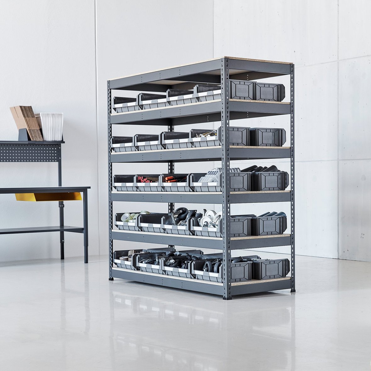 Regal mit 40 Boxen COMBO, 1980 x 1840 x 775 mm | AJ Produkte