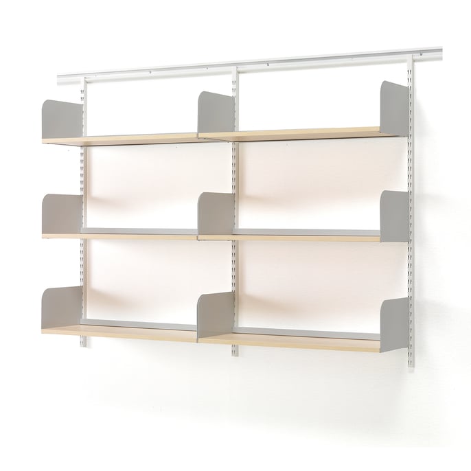 Wall mounted wide shelving unit, 1600x300x1230 mm, birch, silver | AJ ...