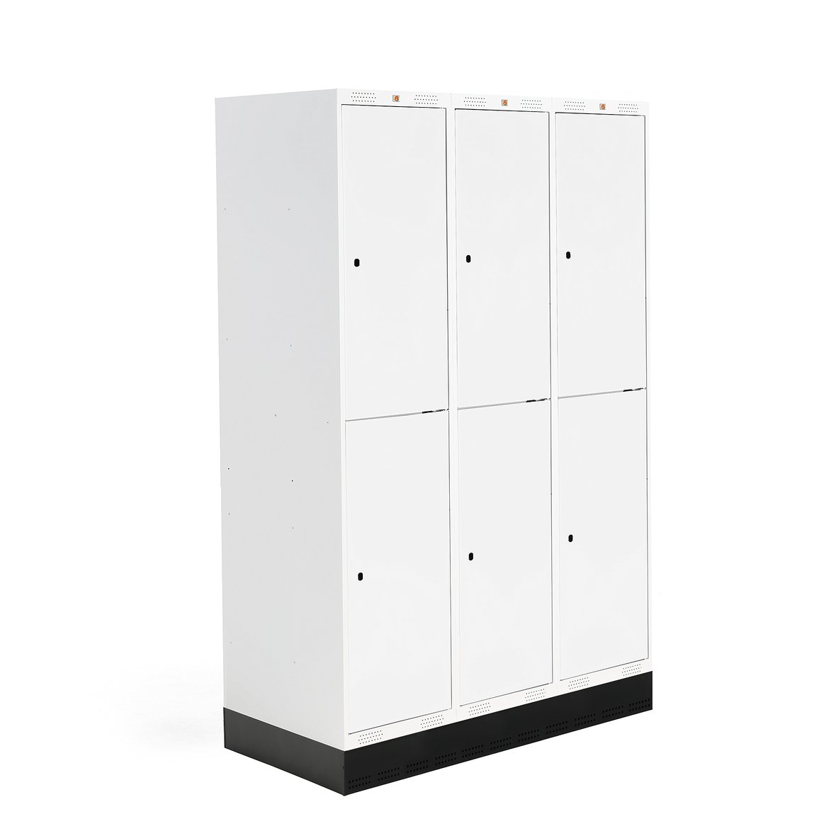 Student locker ROZ, 3 modules, 6 doors, 1890x1200x550 mm, white, incl ...