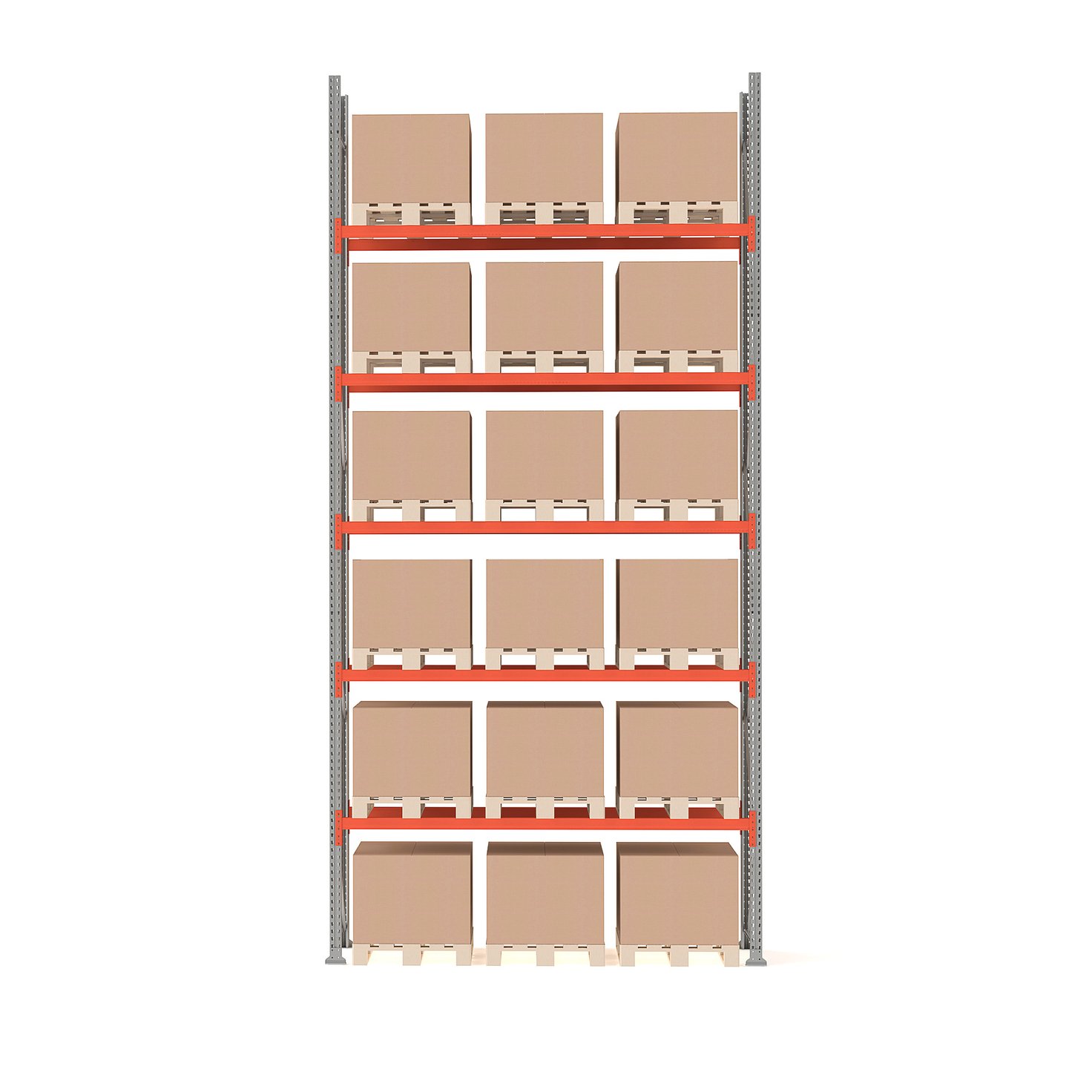 Palettenregal ULTIMATE, Grundmodul, 6000 x 2750 x 1100 mm, 18 Paletten à 500 kg | AJ Produkte