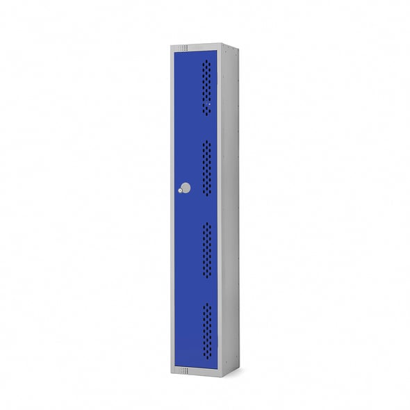 Elite perforated locker, 1 door, 1800x300x450 mm, dark blue | AJ Products