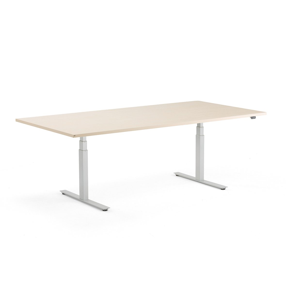 Standing conference table MODULUS, 2400x1200 mm, silver frame, birch ...
