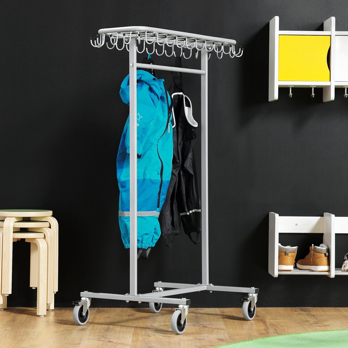Mobile coat rack for children ORKAN, grey | AJ Products